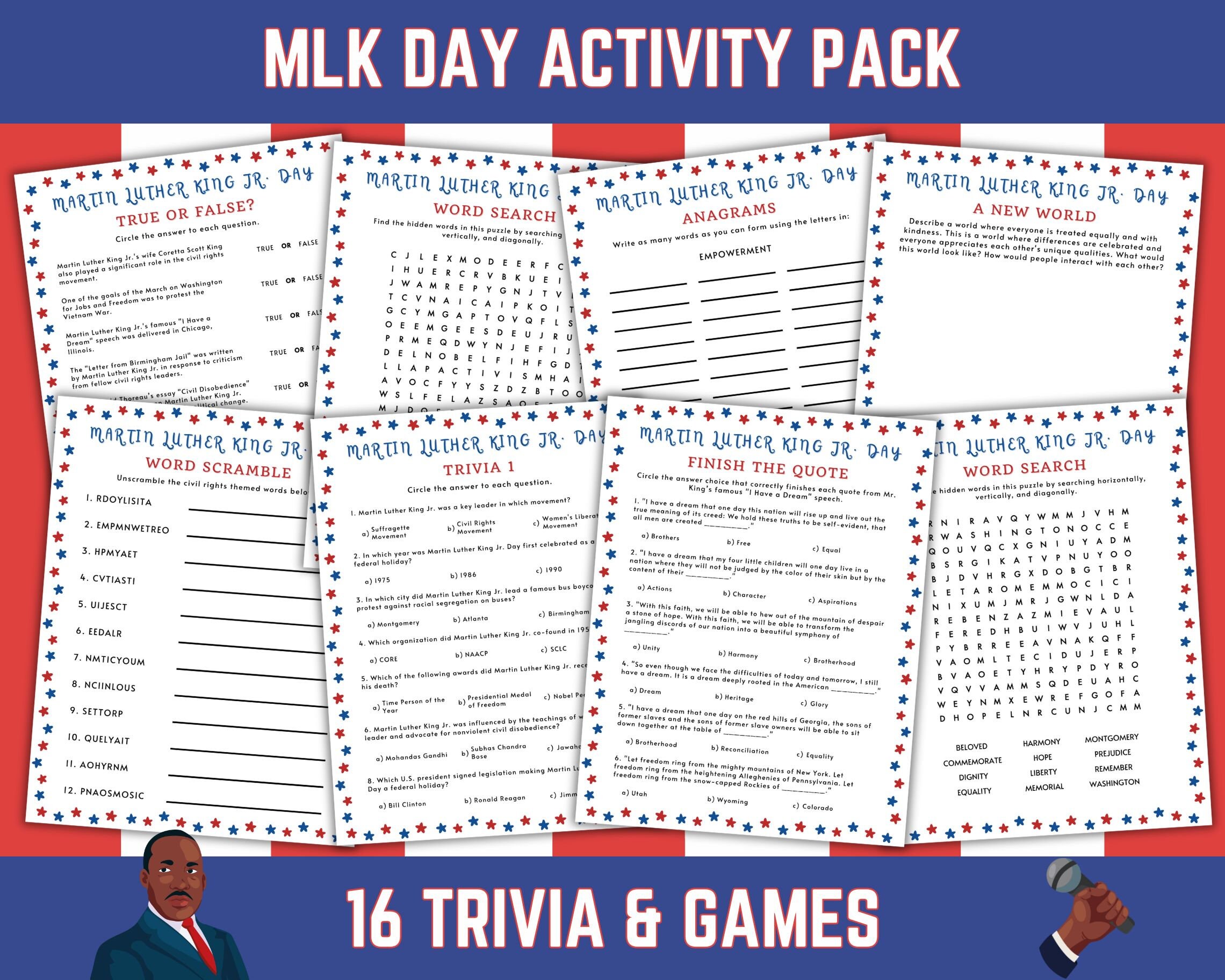 MLK Day Trivia and Games Bundle, Martin Luther King Jr Classroom ...