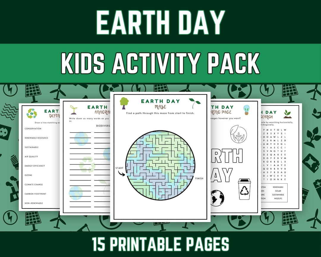Earth Day Activities for Kids, Printable Puzzles Games & Coloring for ...
