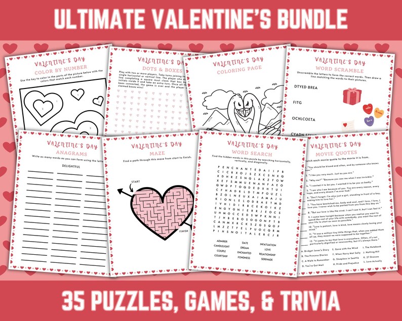 Ultimate Valentine's Day Bundle, Printable Trivia Games Quizzes, Party ...