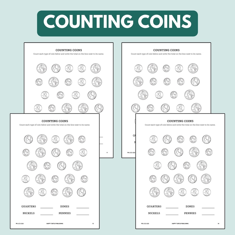 Printable Coin Worksheets, Counting Change, U.S. Money Skills, United ...