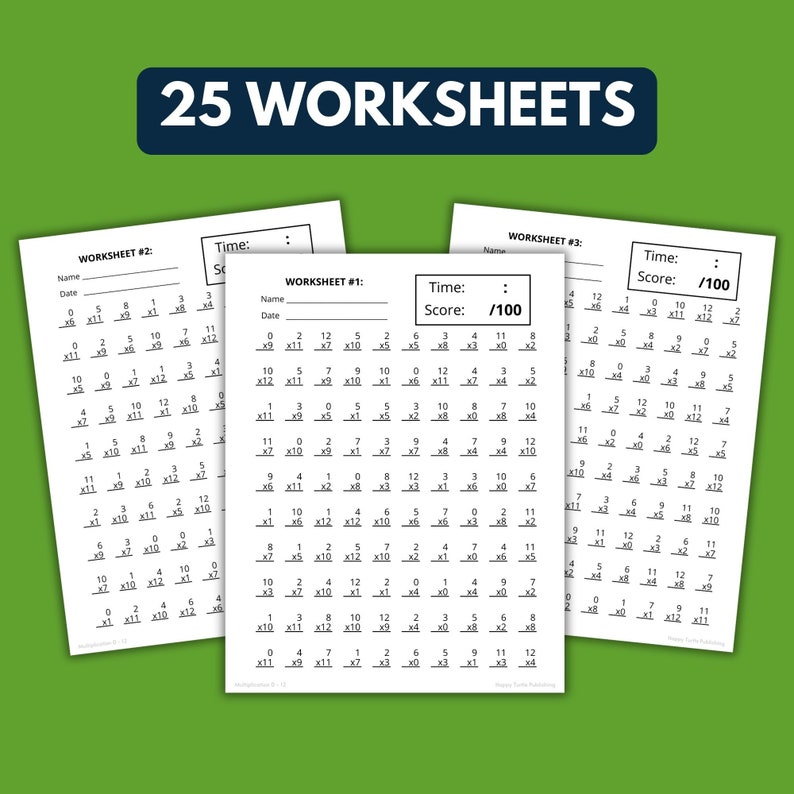 Multiplication Facts 0 to 12 Worksheets, Multiplying Practice Timed ...