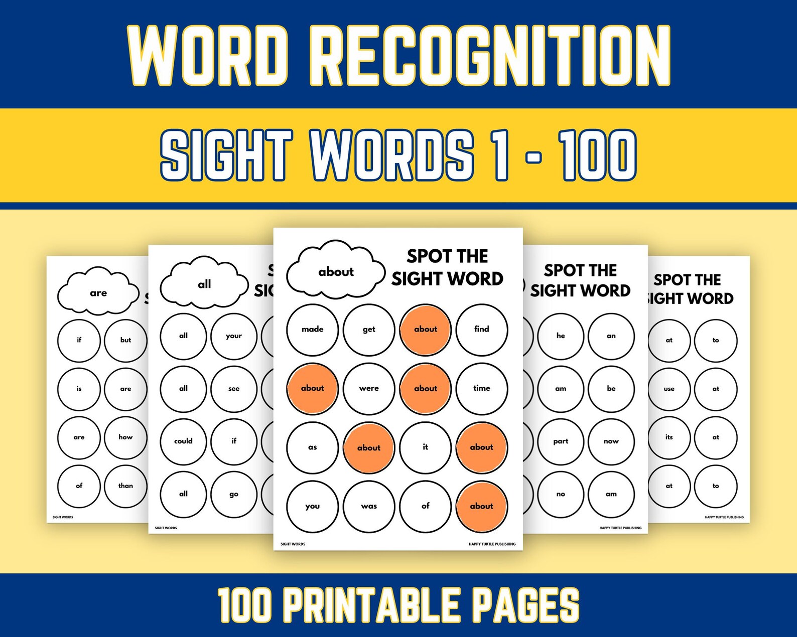 Printable Sight Word Worksheets, First 100 Fry Sight Words Set, Dab ...