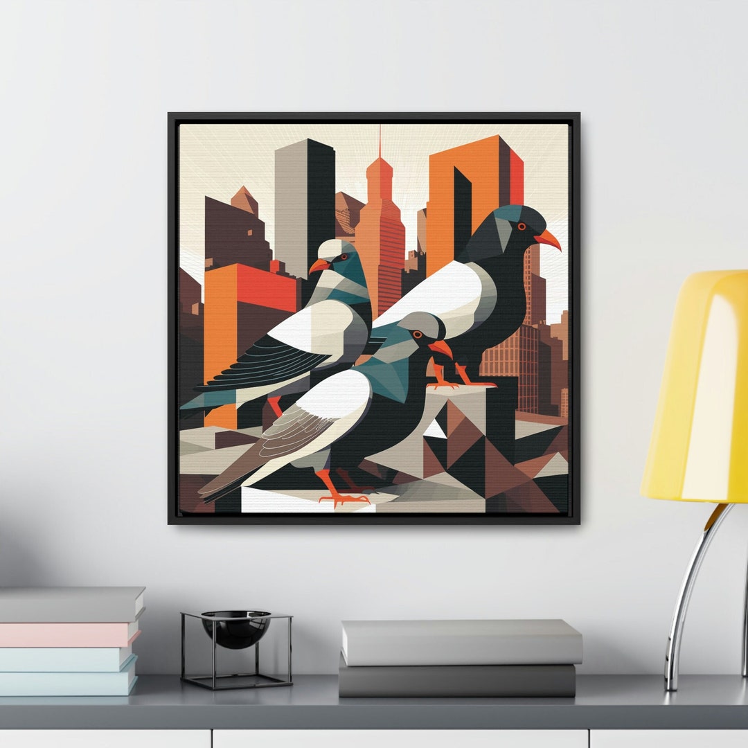 Modern Geometric Pigeons in New York City - Gallery Canvas Wrap With ...