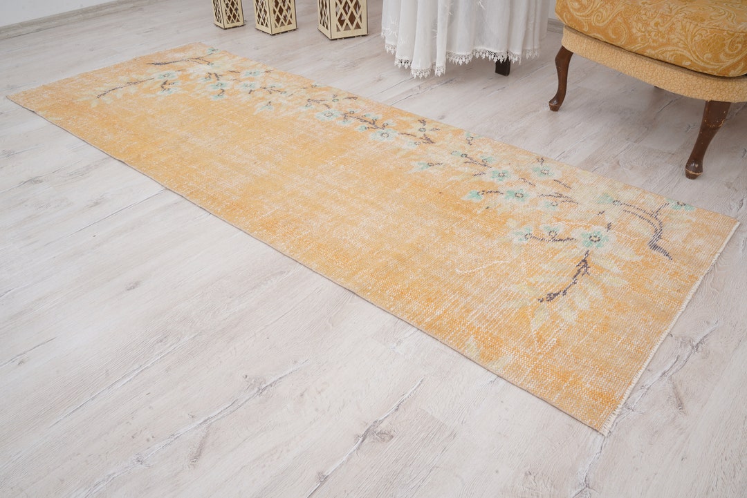 3x8 Rug, Oushak Runner, Vintage Runner Rug, 3x8 Turkish Runner, Wool ...