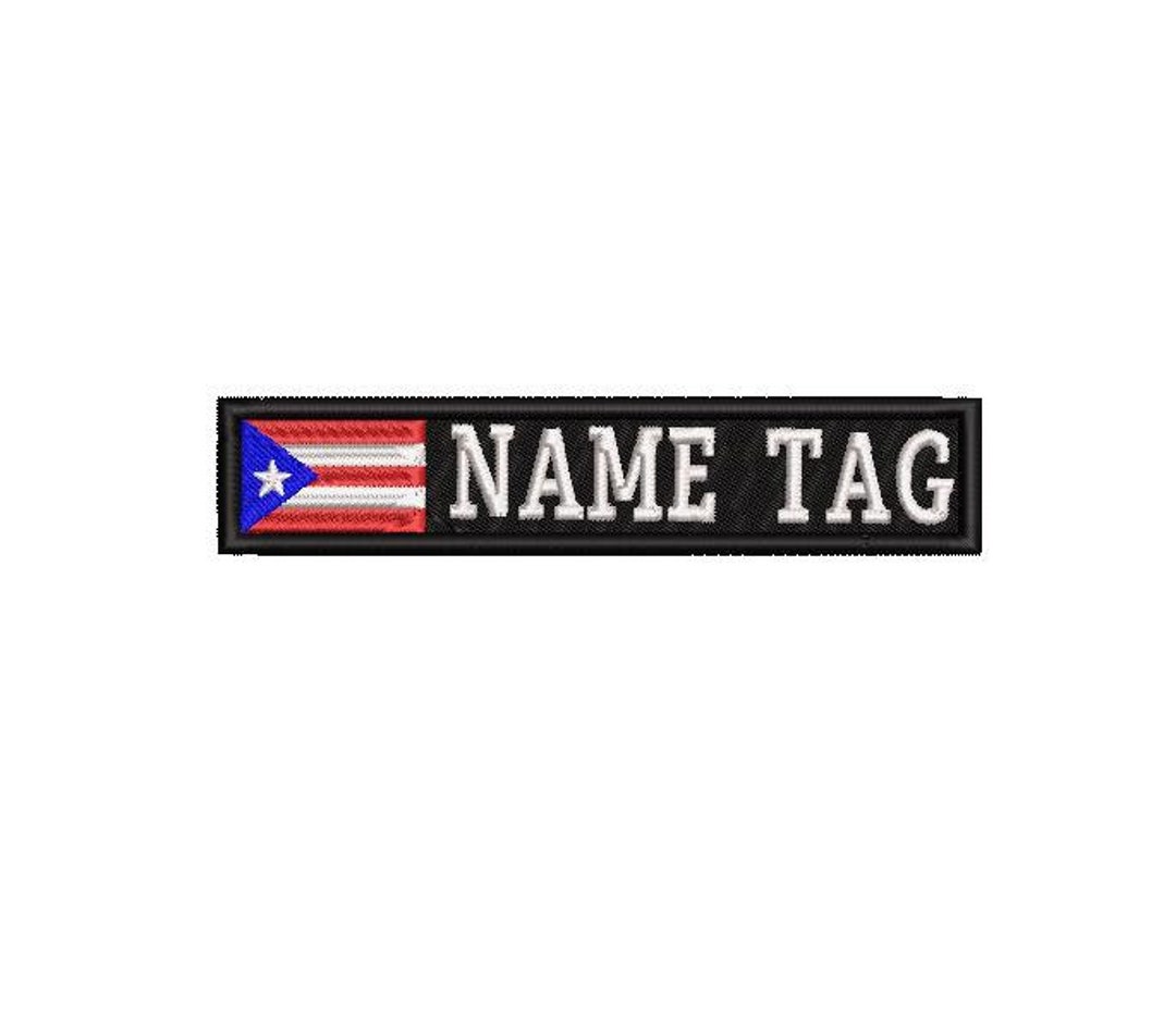 Custom Embroider Puerto Rico Flag Biker Name Tag - Etsy