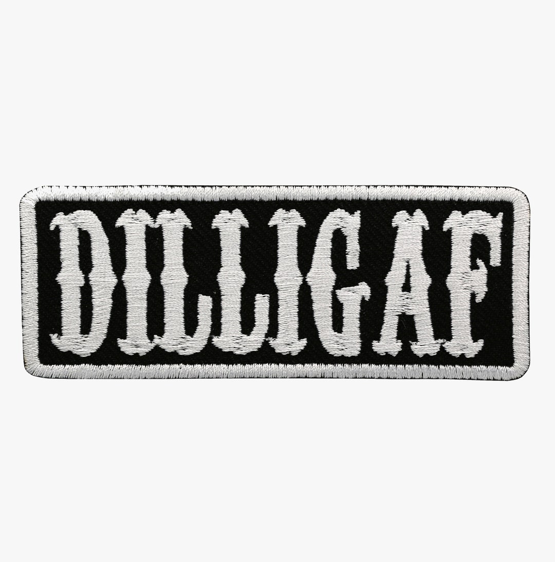 DILLIGAF Embroidery Biker Patch BW - Etsy