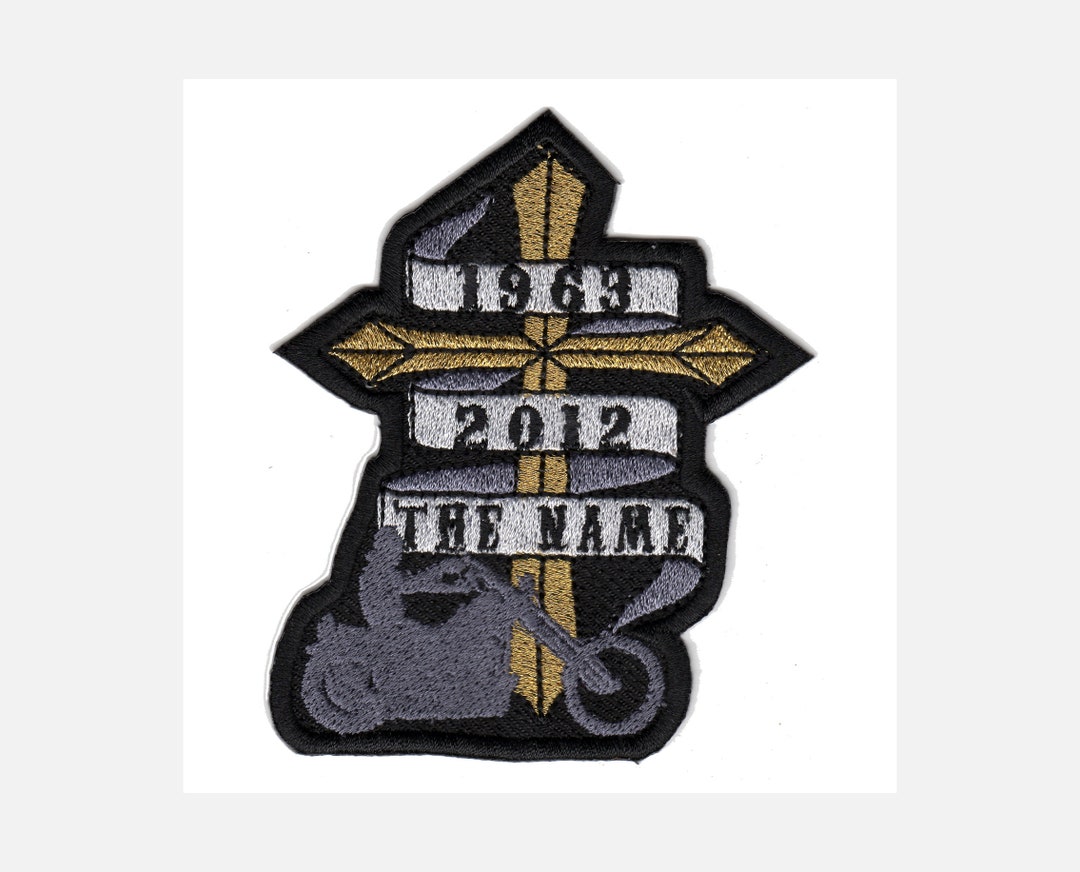 Embroider Memorial Biker Cross Custom Patch - Etsy