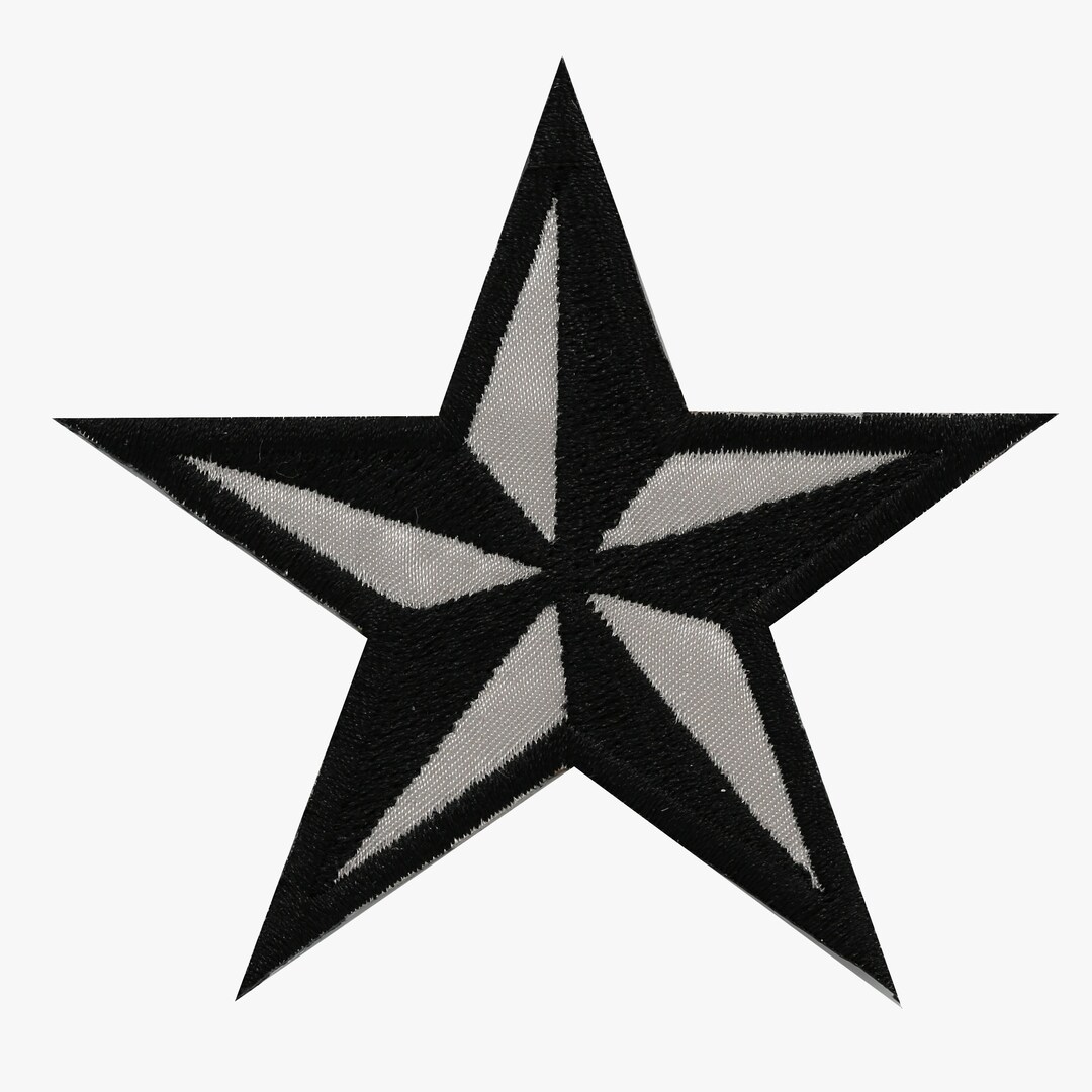Nautic Star Embroidery Biker Patch Silver - Etsy