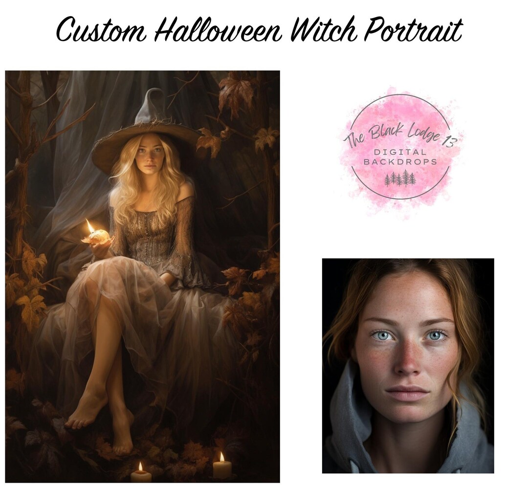 Custom Halloween Witch Portrait From Your Photo. Canvas or - Etsy