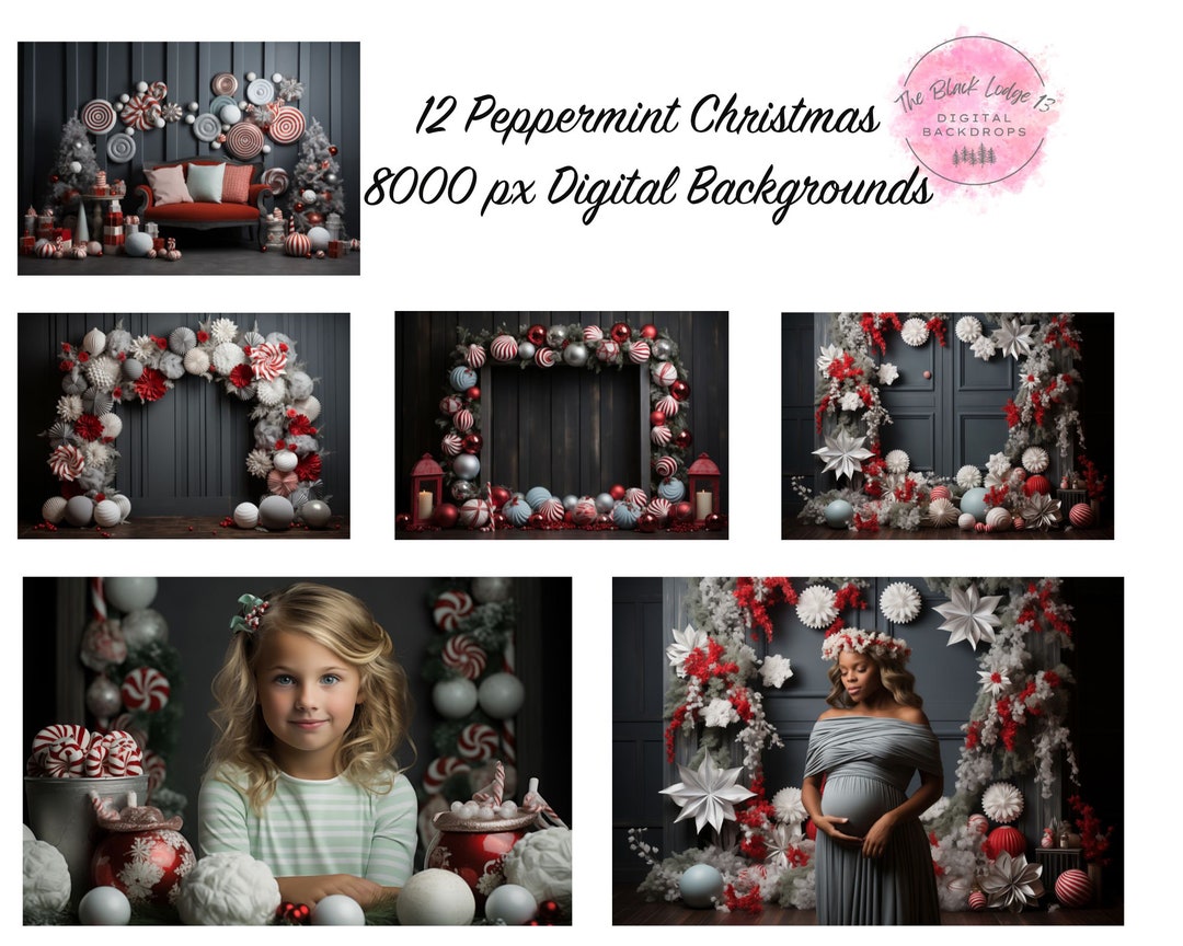 12 Peppermint Christmas Digital Backgrounds - Etsy