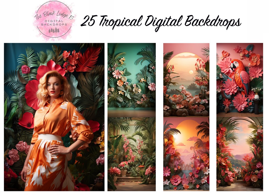 25 Tropical Digital Backgrounds - Instant Download - Etsy