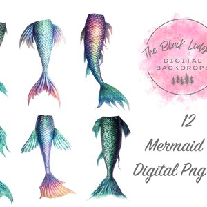 12 Mermaid Tails Digital Png Ties - Etsy