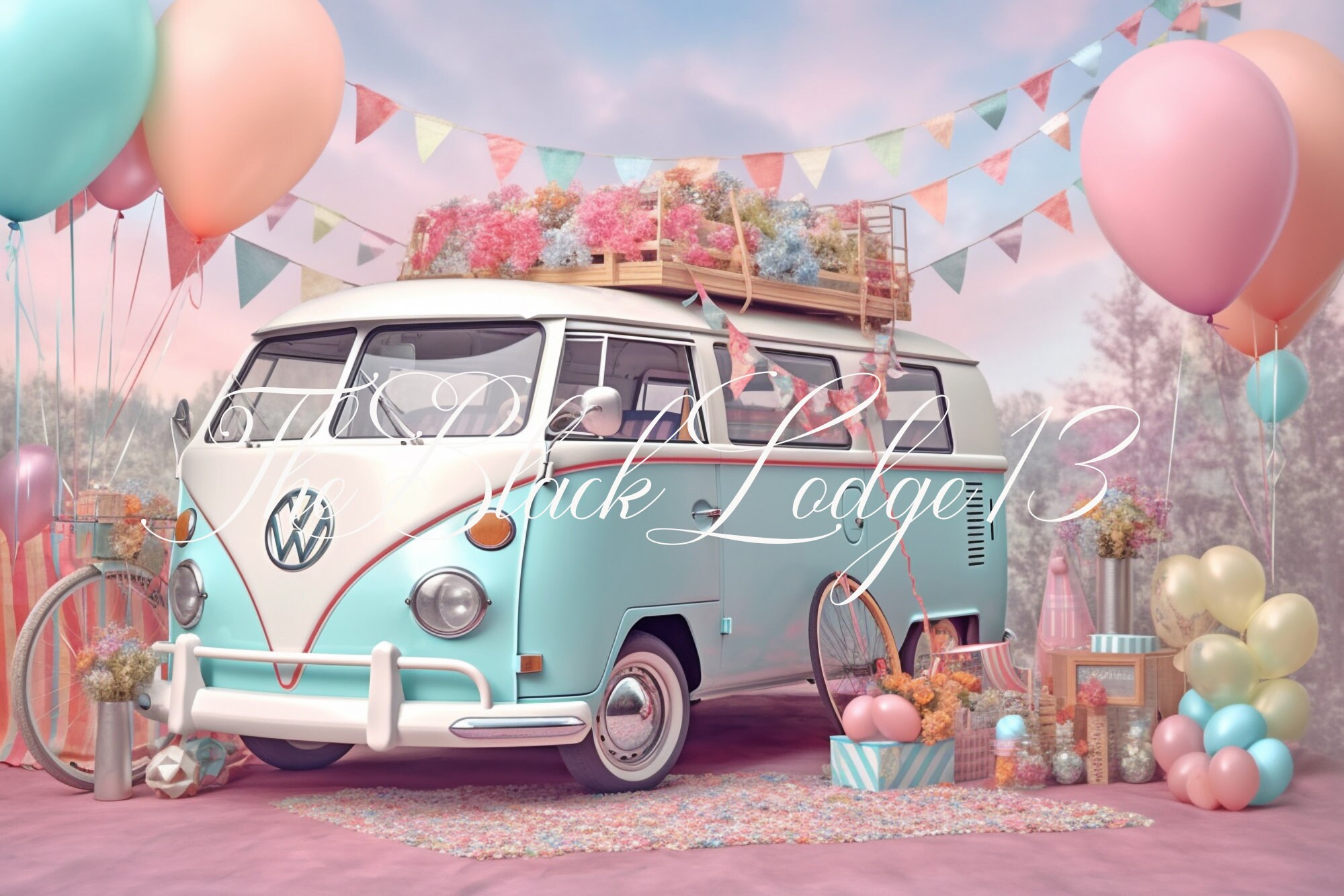12 Vintage Camper Van Backgrounds Digital Backdrops - Etsy