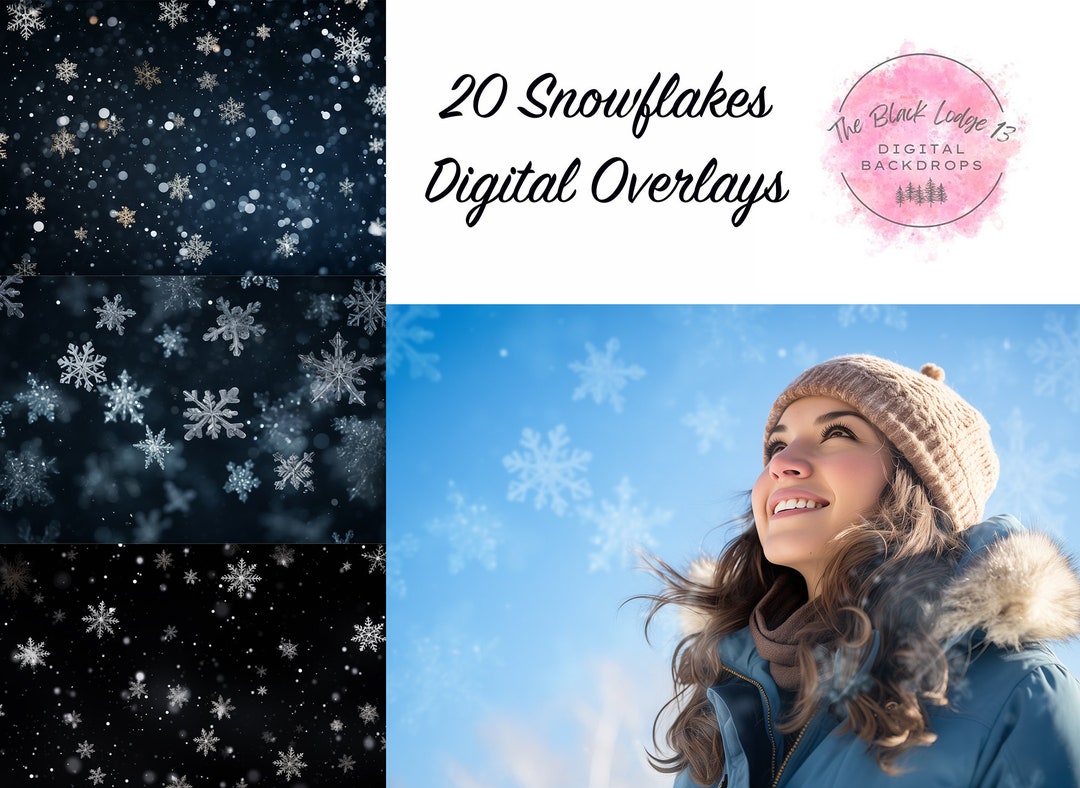 20 Snowflakes Digital Overlays - Etsy