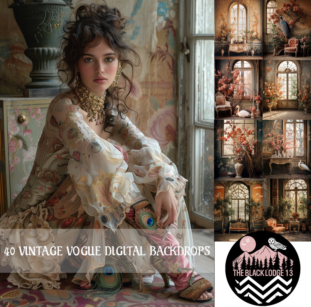 40 Vintage Vogue Digital Backdrops 8000px, 300DPI - Etsy