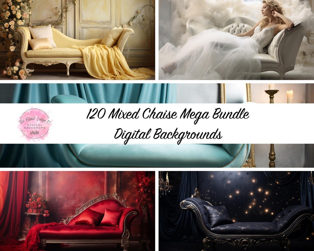 120 Mixed Chaise Digital Backgrounds + 120 Bonus Voile Set - Instant ...