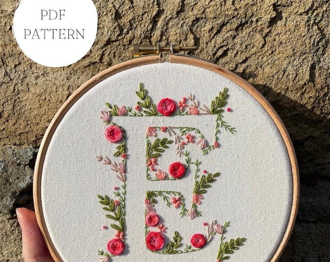 Beautiful E Embroidery PDF Pattern - Etsy