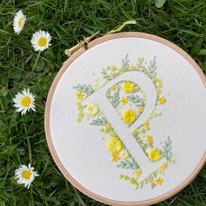 A Beautiful, Floral Pdf Embroidery Pattern for the Letter P. - Etsy