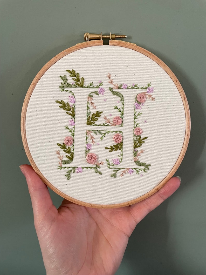 Pretty ‘H’ Embroidery PDF Pattern - Etsy
