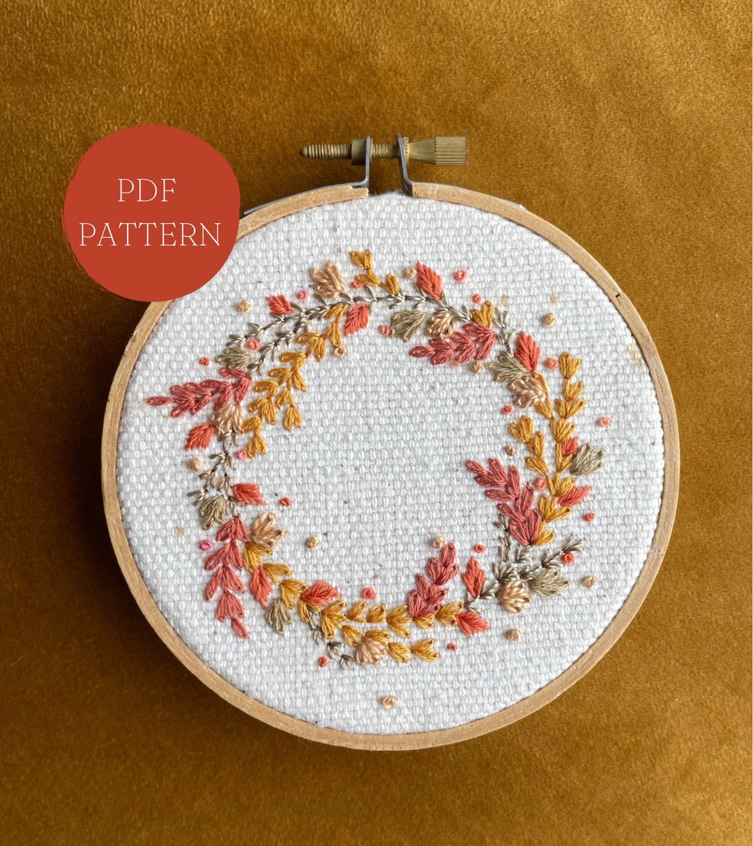 Autumnal Wreath Embroidery Pdf Pattern - Etsy