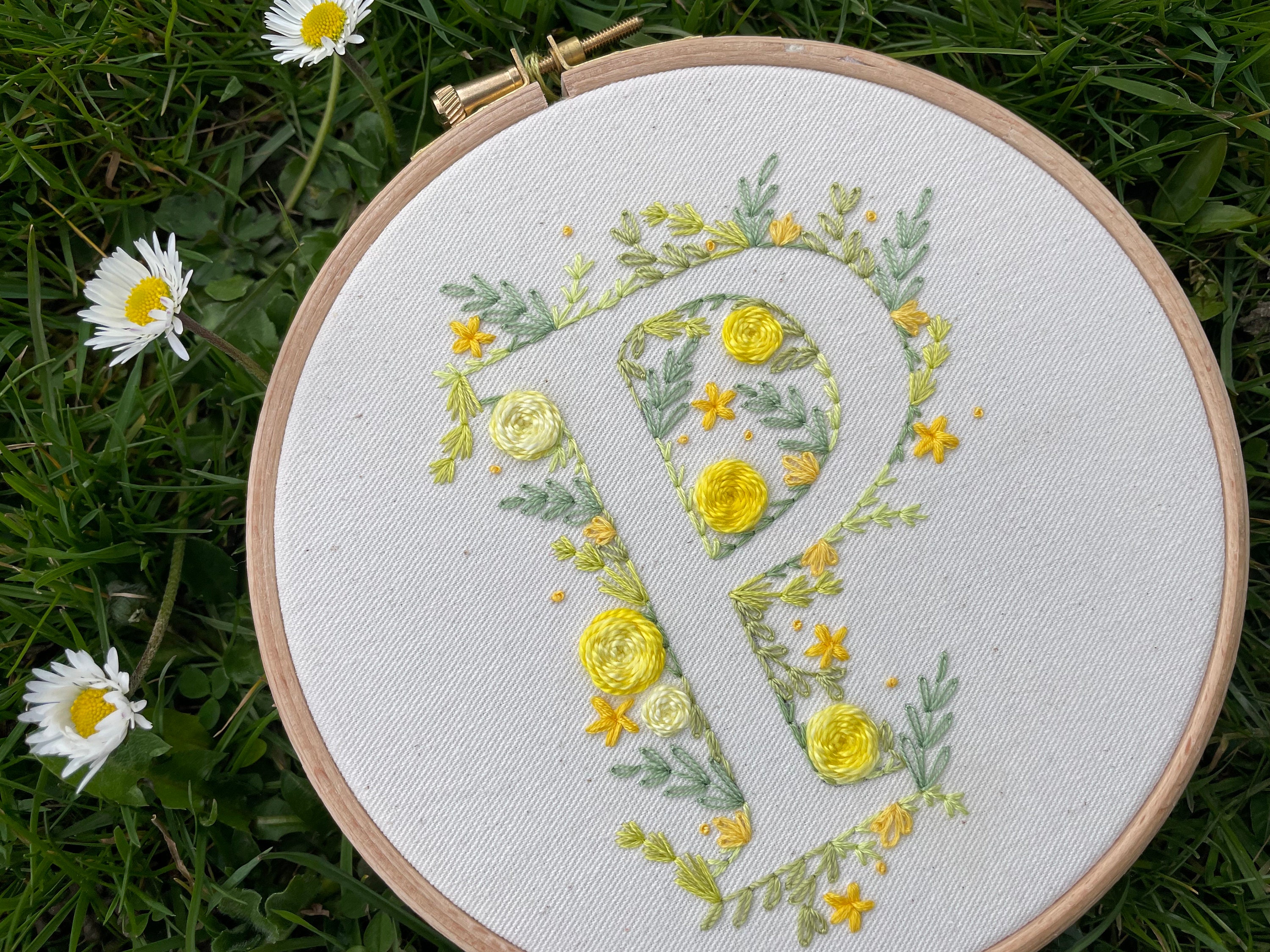 A Beautiful, Floral Pdf Embroidery Pattern for the Letter P. - Etsy