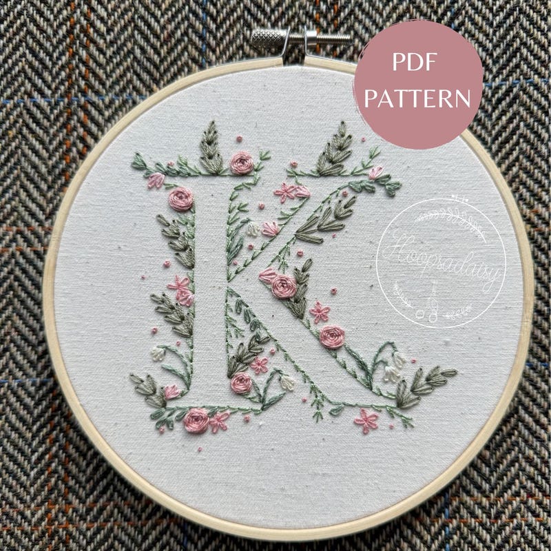 Initial K Embroidery - Etsy