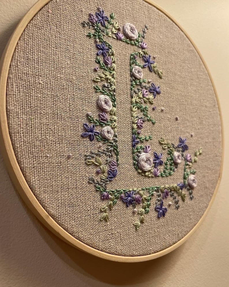 Pretty ‘L’ Embroidery PDF Pattern, Embroidery Pattern, L Embroidery - Etsy