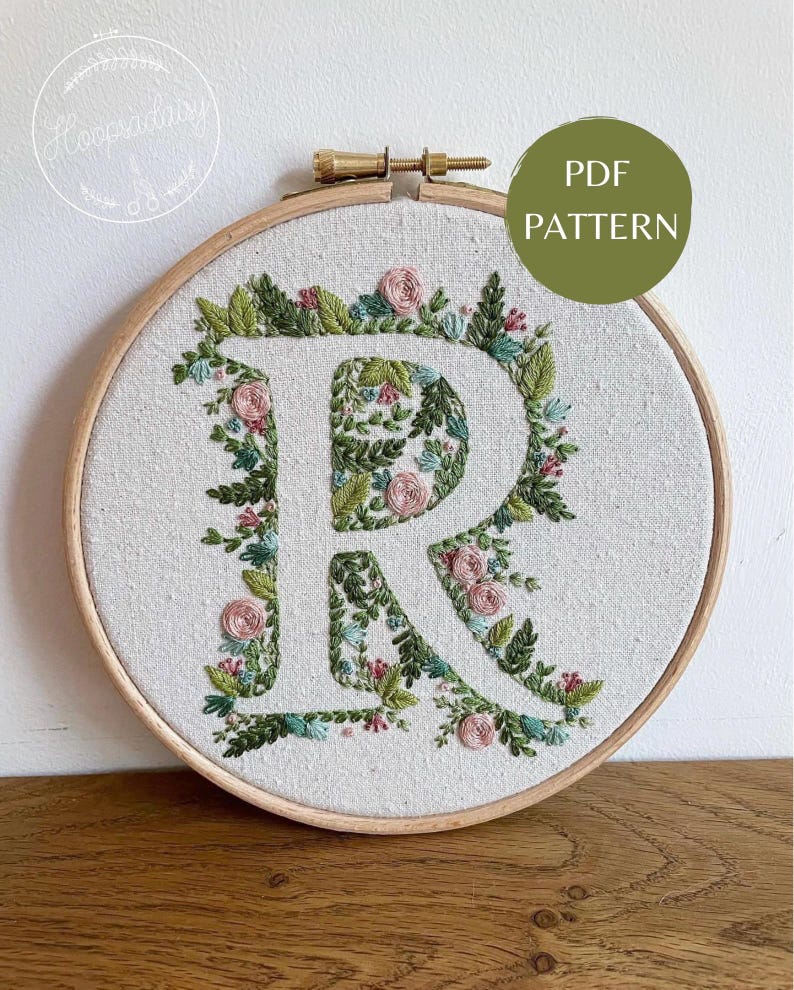 A Beautiful Pdf for the Letter R, Floral Pdf R Embroidery Pattern ...