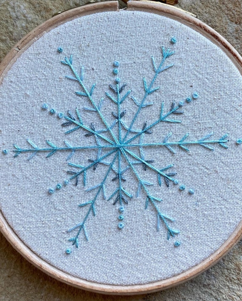 Snowflake PDF Embroidery Pattern, Delicate Snowflake Embroidery Pattern ...