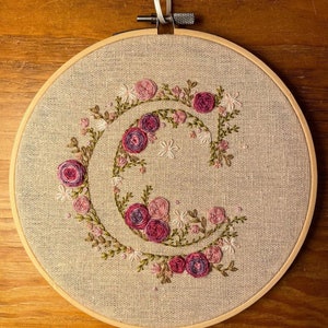 A Beautiful Floral Embroidery Pdf Pattern for the Letter ‘C’. - Etsy