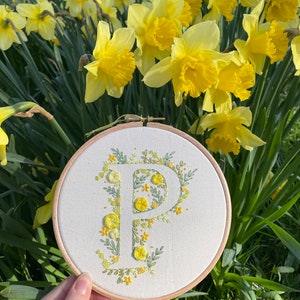 A Beautiful, Floral Pdf Embroidery Pattern for the Letter P. - Etsy