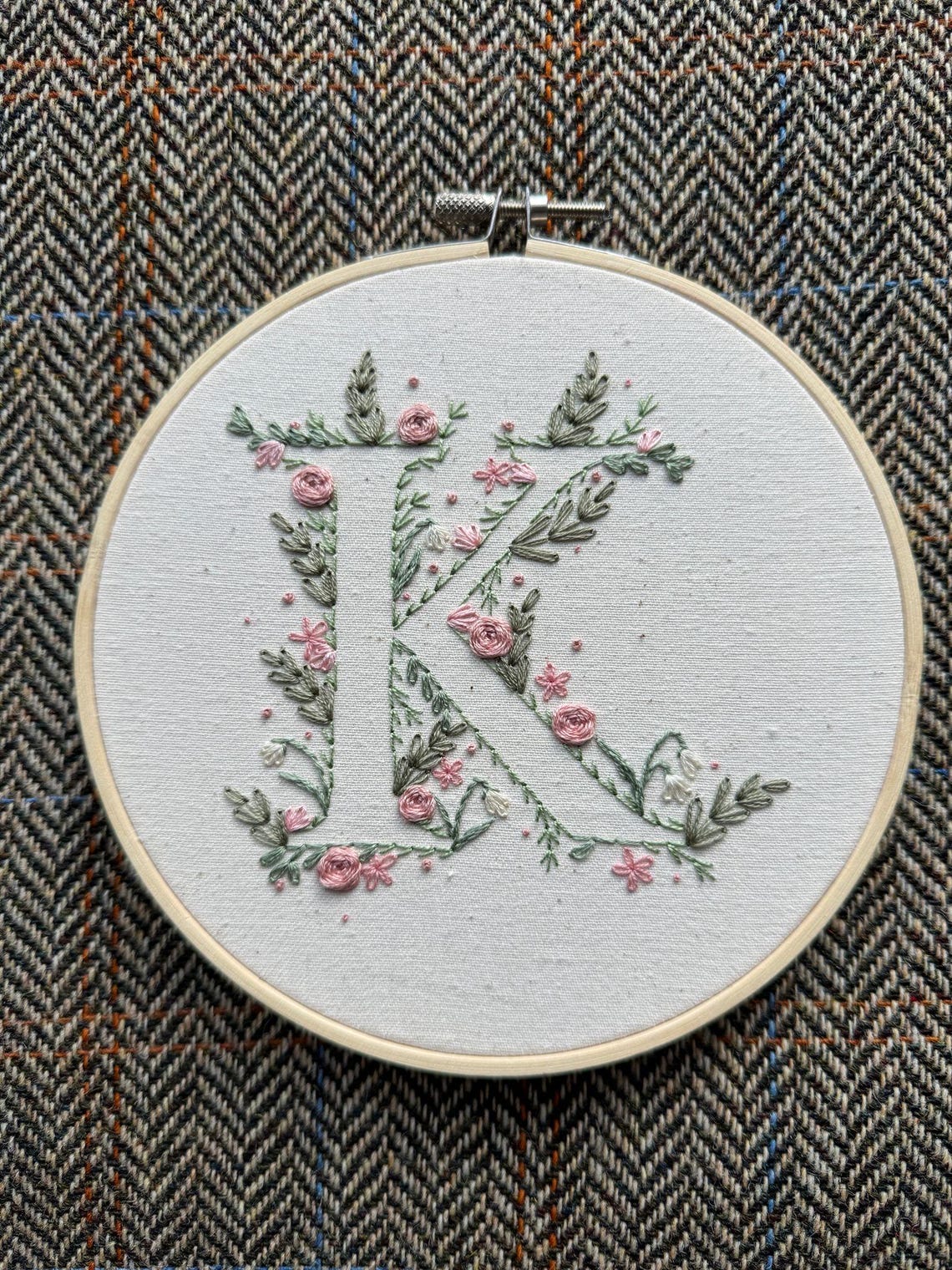Floral 'K' Embroidery Pattern: Snowdrop Letter Design (PDF Pattern) - Etsy