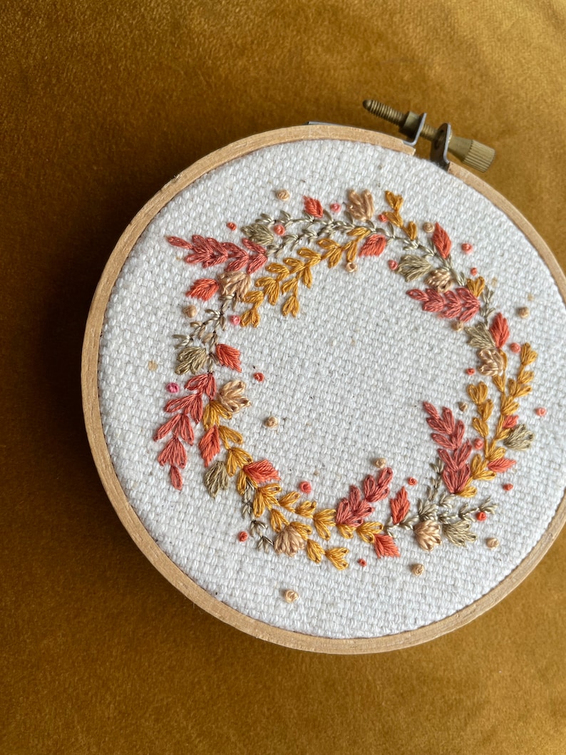 Autumnal Wreath Embroidery Pdf Pattern - Etsy