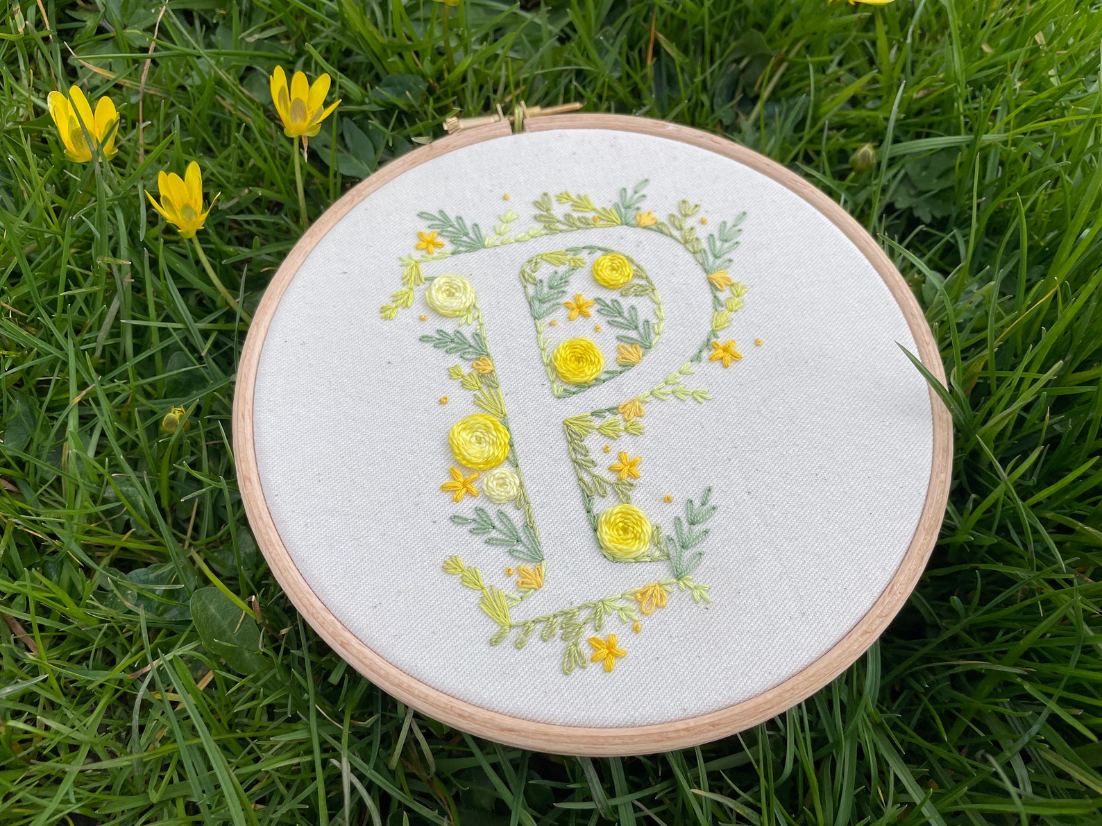 A Beautiful, Floral Pdf Embroidery Pattern for the Letter P. - Etsy