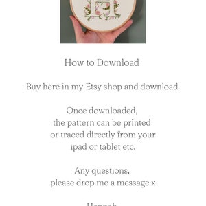 Pretty ‘H’ Embroidery PDF Pattern - Etsy