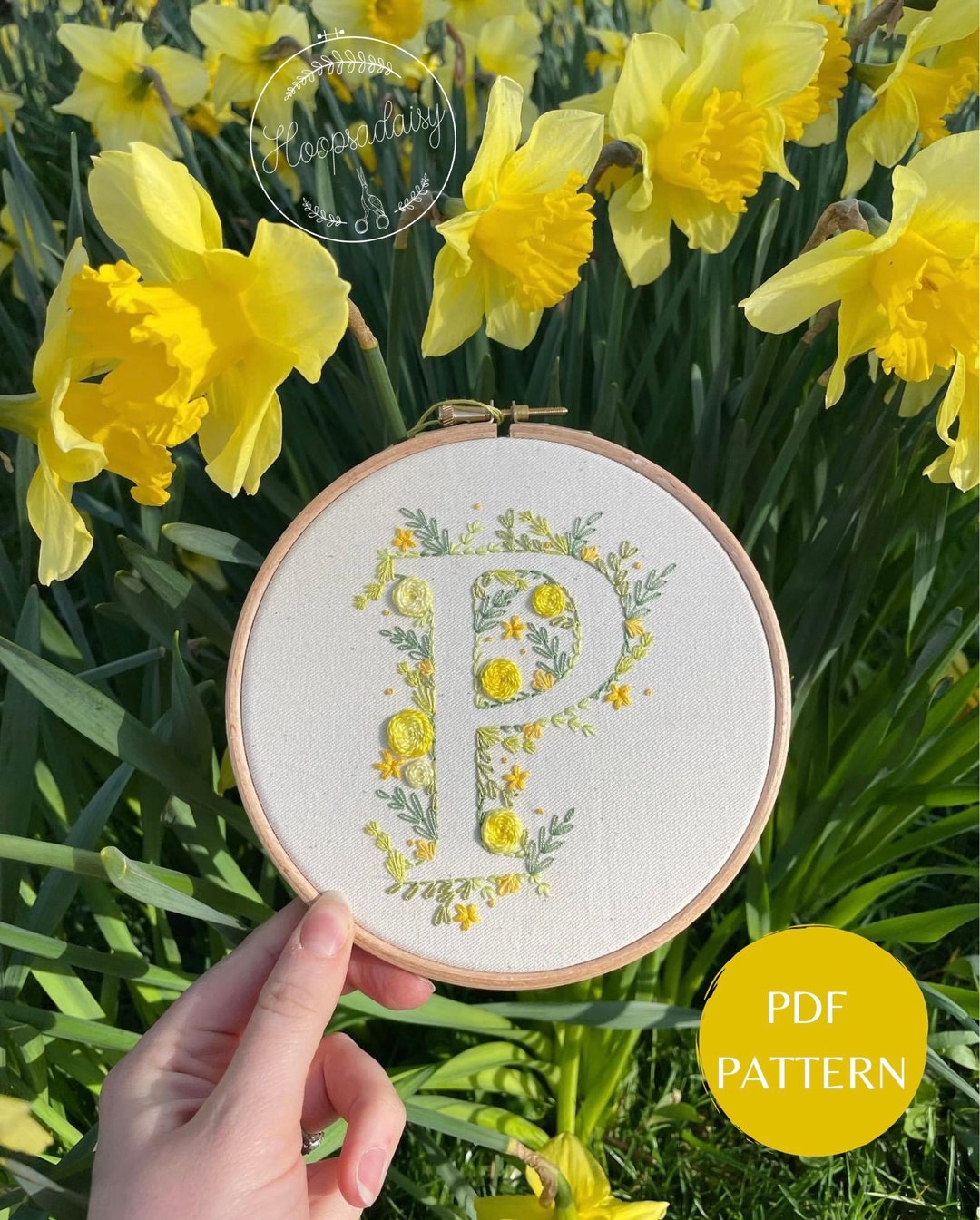 A Beautiful, Floral Pdf Embroidery Pattern for the Letter P. - Etsy