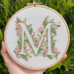 Floral ‘M’ Embroidery PDF Pattern - Etsy