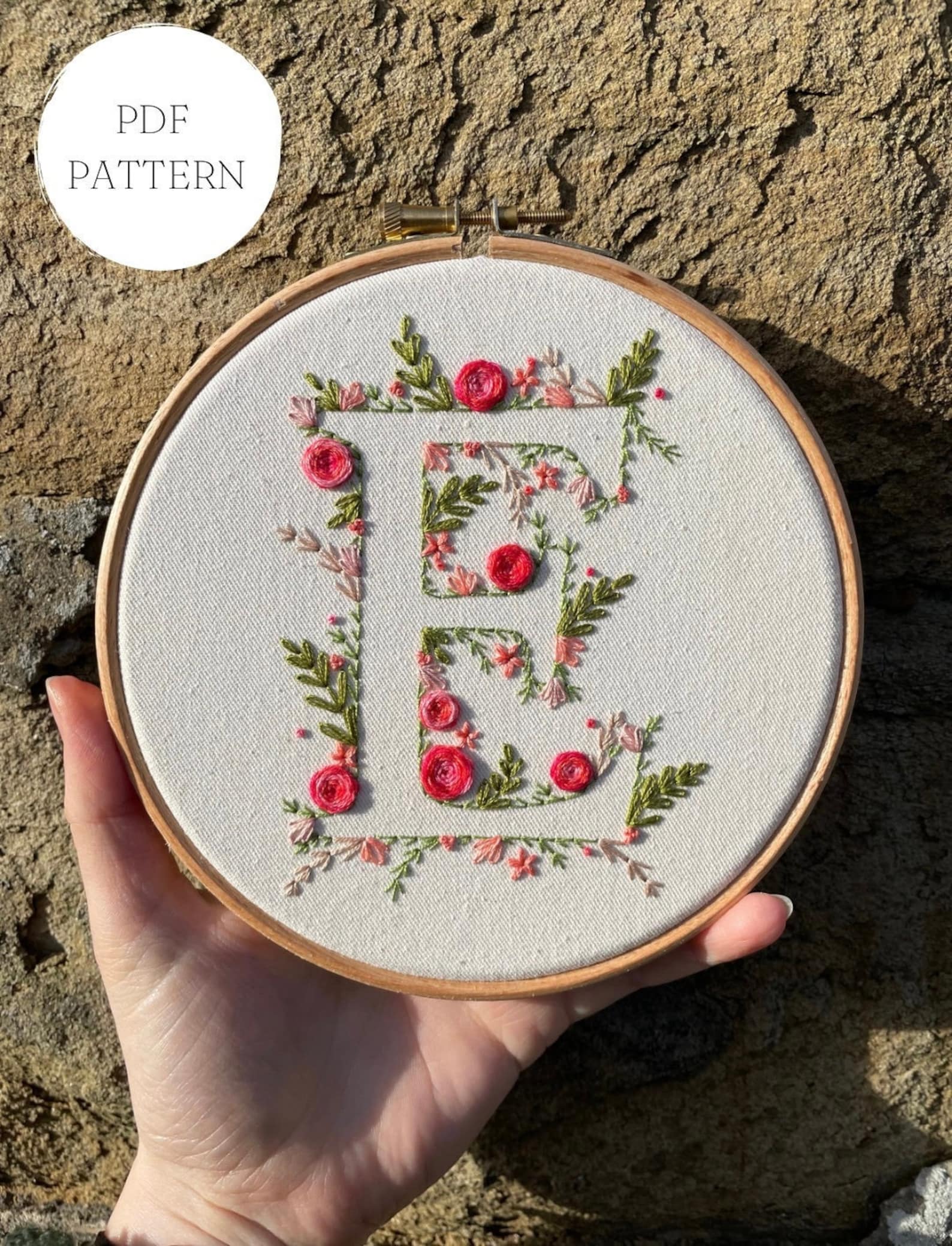 Beautiful ‘E’ Embroidery PDF Pattern - Etsy