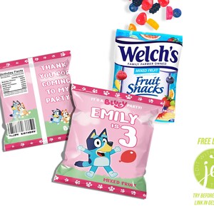 Editable Personalized Kids Blue Dog Birthday Party Bundle Kit, Labels ...