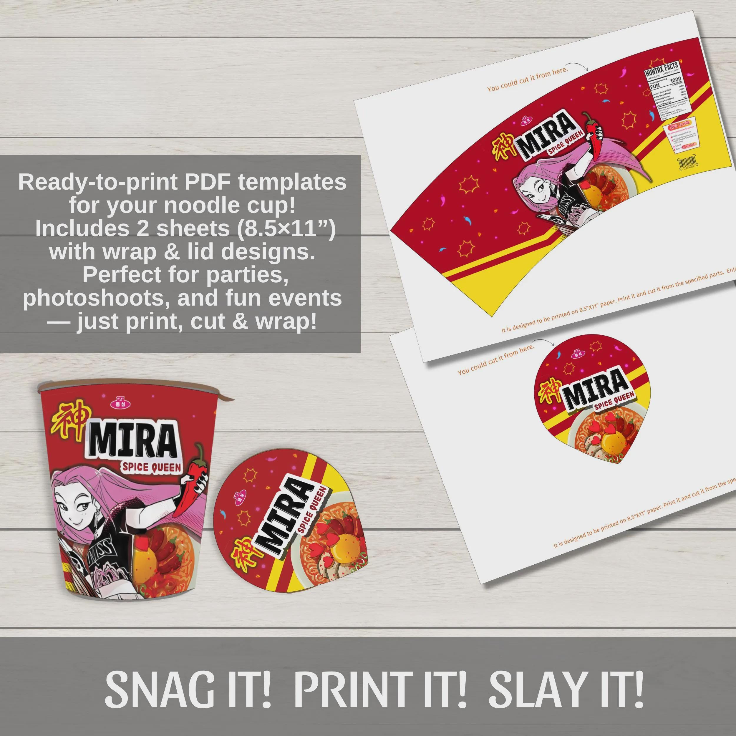Kpop Demon Hunters Mira's Ramyeon Cup Noodles Wrapper Label, Printable ...