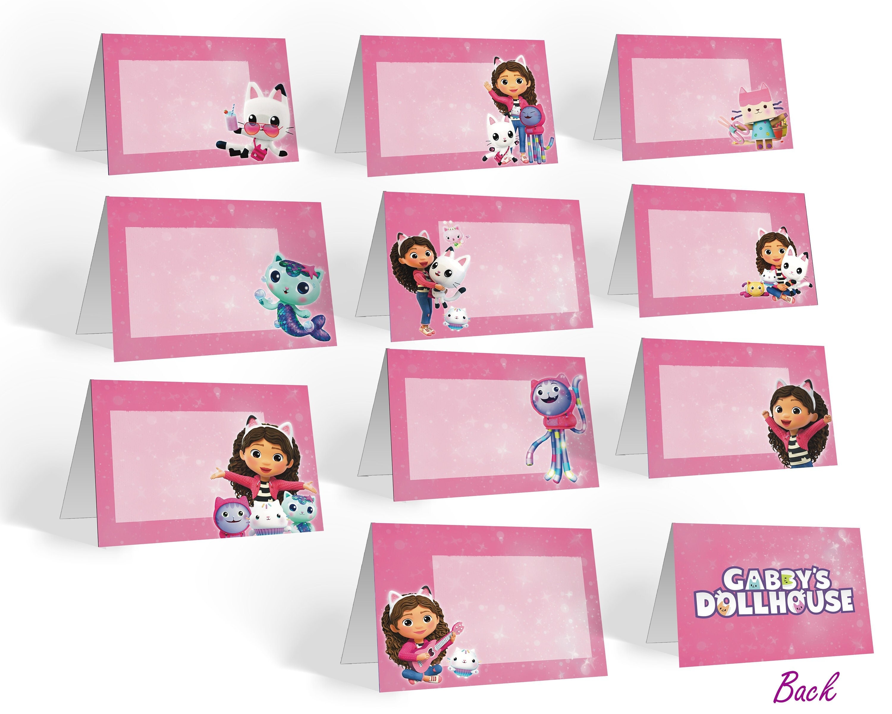 14 Different Gabby Dollhouse Girl Birthday Party Pink Food Label, Gabby ...