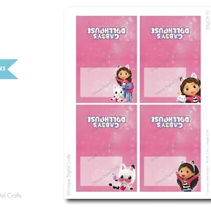 14 Different Gabby Dollhouse Girl Birthday Party Pink Food Label, Gabby ...