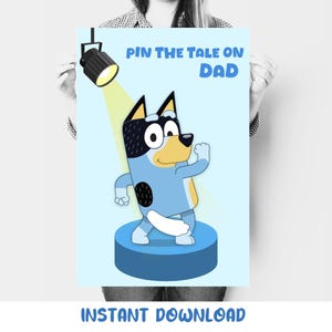 Pin the Tail Blue Dog Birthday Party Game, Blue Signs Party Decor, Blue ...
