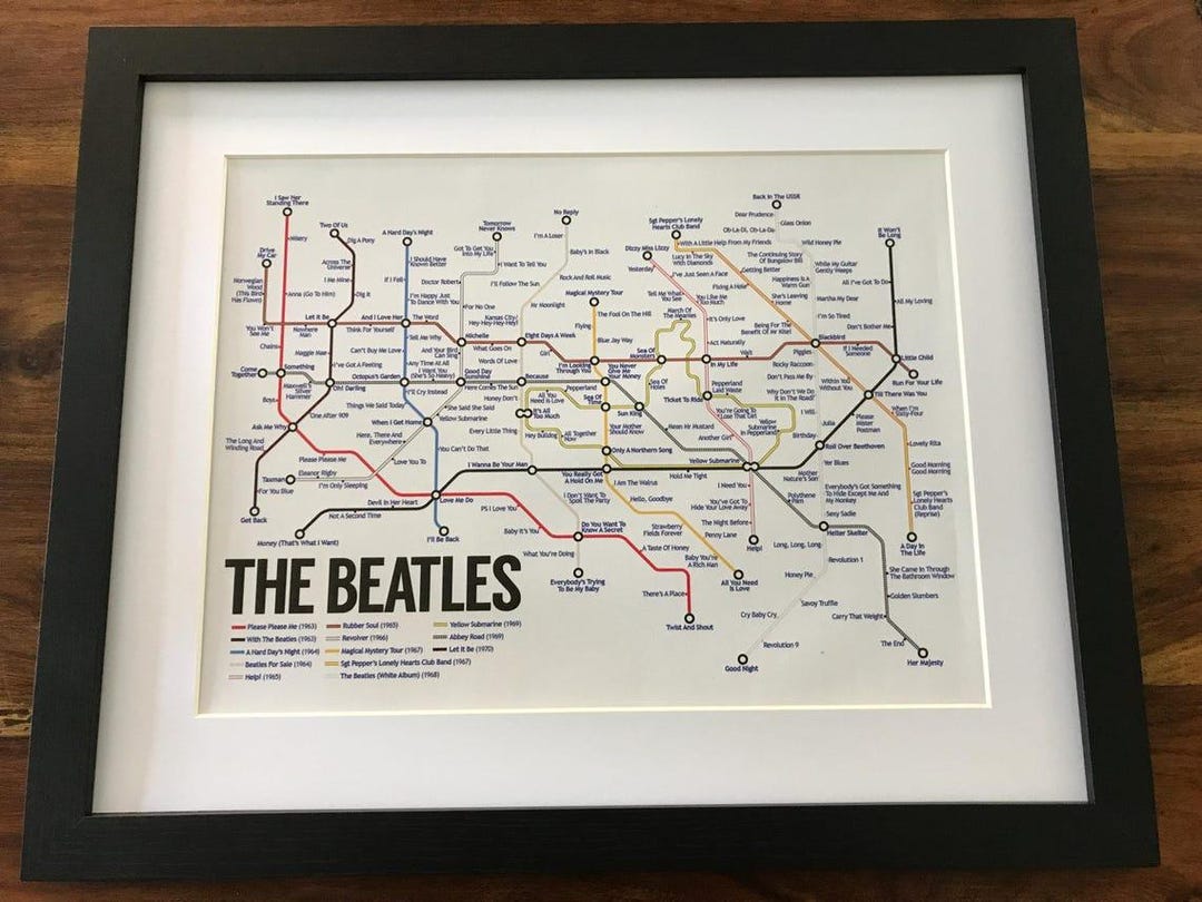 The Beatles London Tube Map Song Print Poster - Etsy