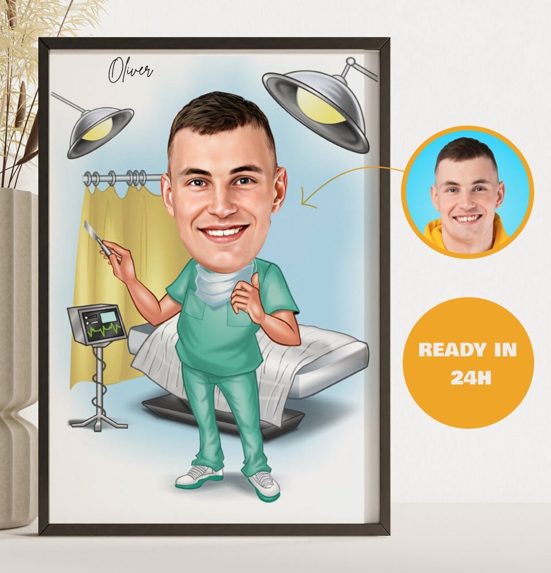 Custom Surgeon Caricature From Photo Surgeon Cartoon - Etsy