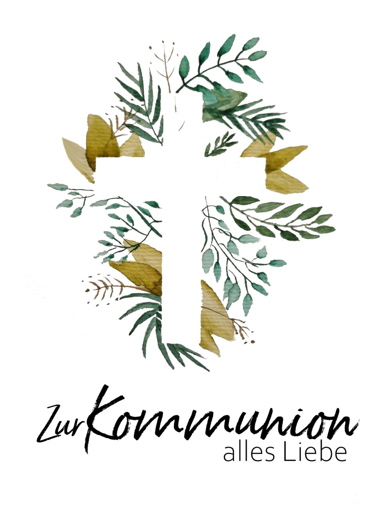 Kommunion Karte Aquarell Selbstausdruck - Etsy.de