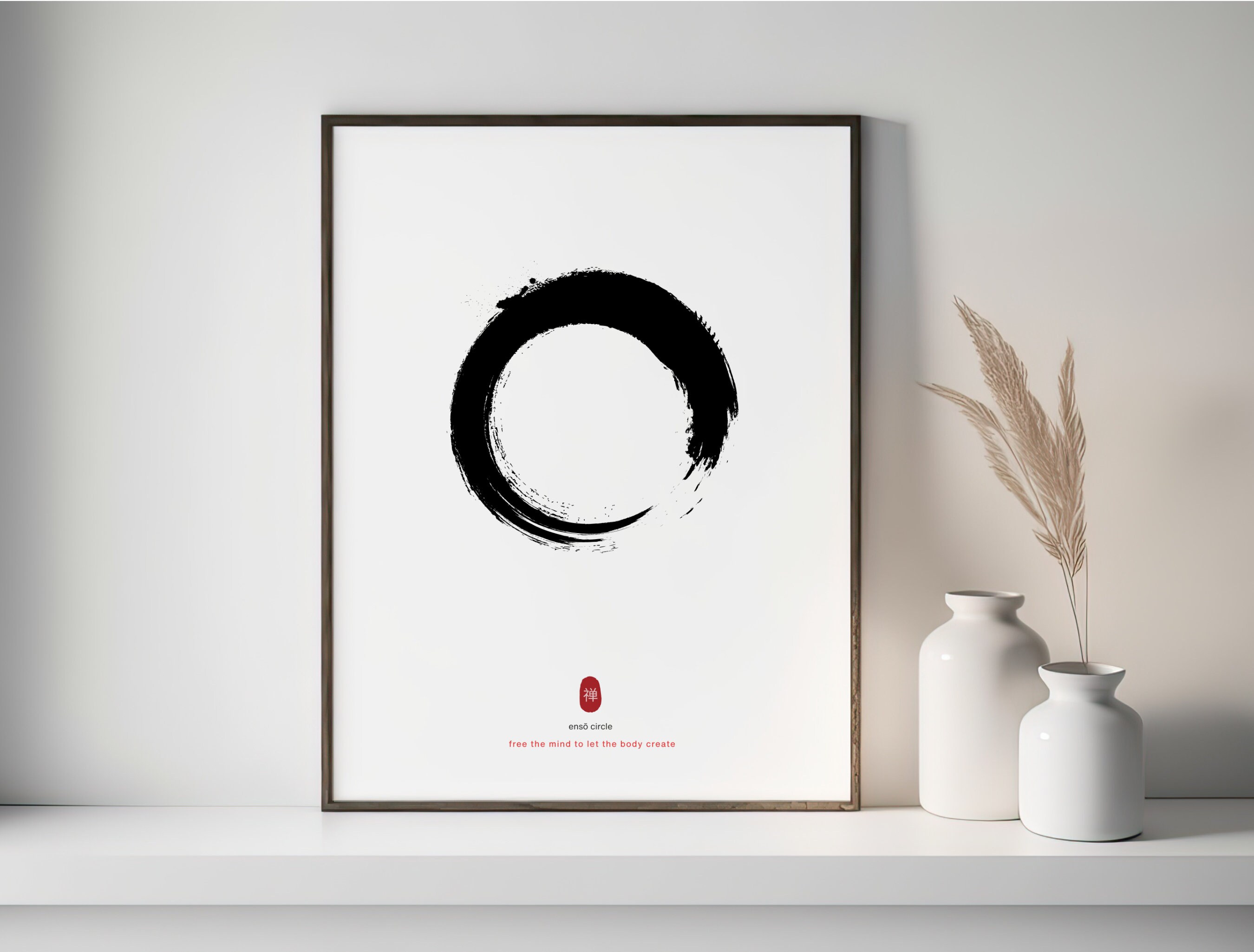 Enso Circle. Japandi Wall Art, Black & White Zen Poster. Minimalist ...