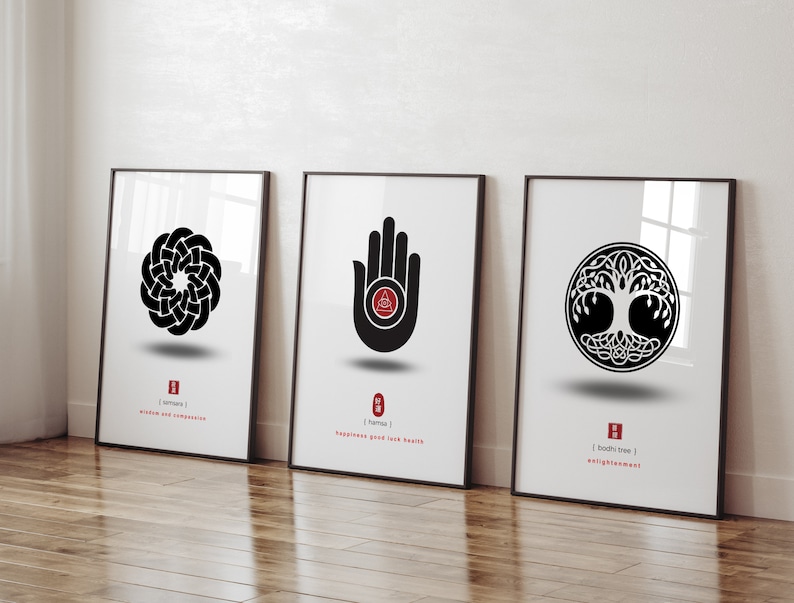 Zen Wall Art. Japandi Style Poster. Aesthetic Buddhist Symbols, Endless ...