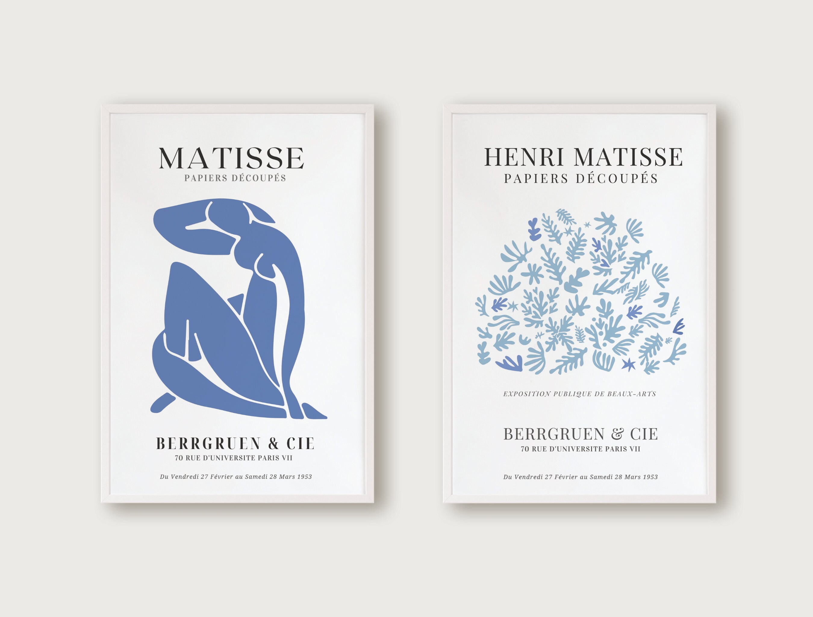 Set of 6 Art Prints, Henri Matisse, Bauhaus, Light Pastel Blue Gallery ...