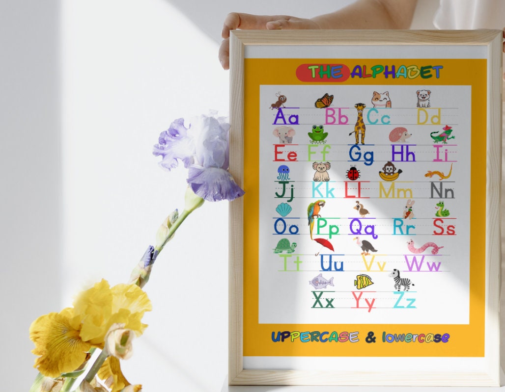 Colorful Alphabet Poster, Educational Wall Art Printable, Homeschool ...